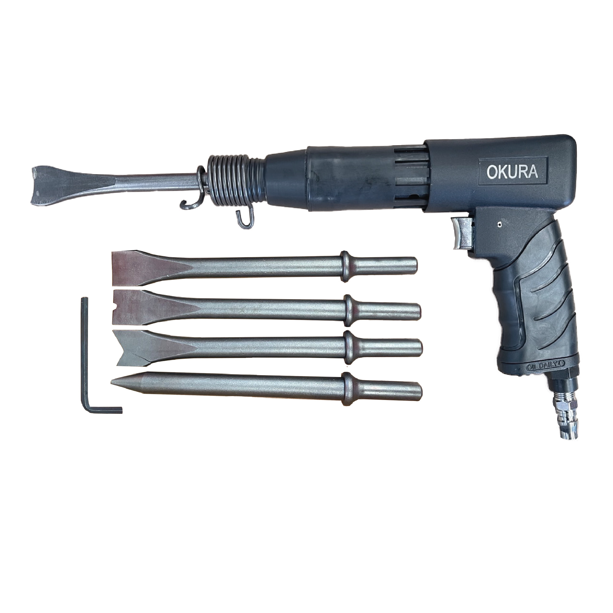 ชุดสกัด พร้อมแส้ปัดสนิม ใช้ลม - BJ Machine Tools