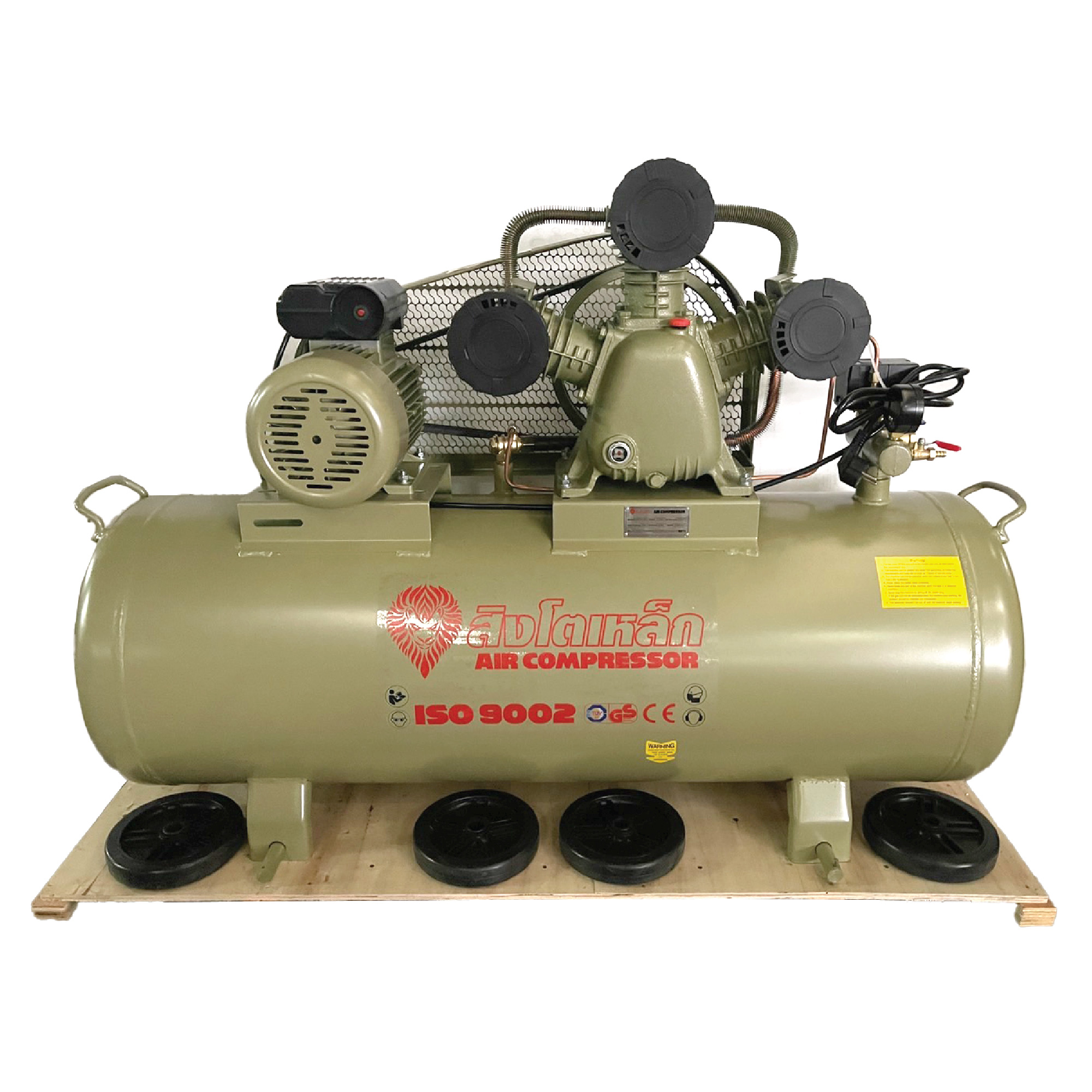 ปั๊มลม แบบสายพาน 2HP-150L พร้อมมอเตอร์ รอบเร็ว - BJ Machine Tools