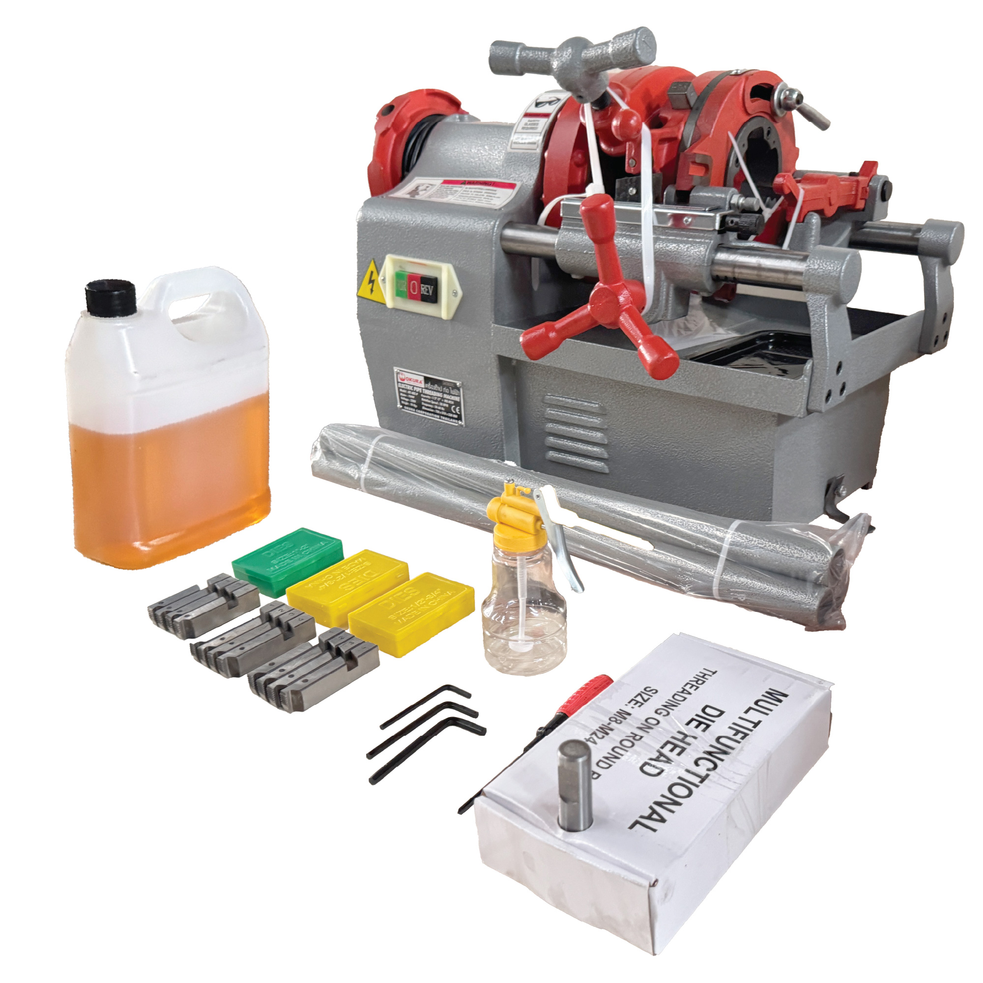 เครื่องต๊าปเกลียวไฟฟ้า 1/2"-2" พร้อมชุดต๊าปเหล็กเส้น - BJ Machine Tools