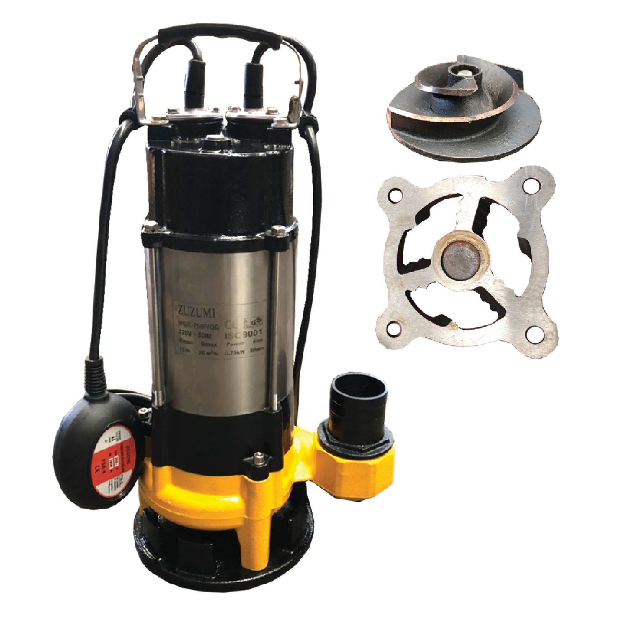 ปั๊มแช่ดูดโคลน เสื้อสแตนเลส ใบพัดตัด มีลูกลอย - BJ Machine Tools