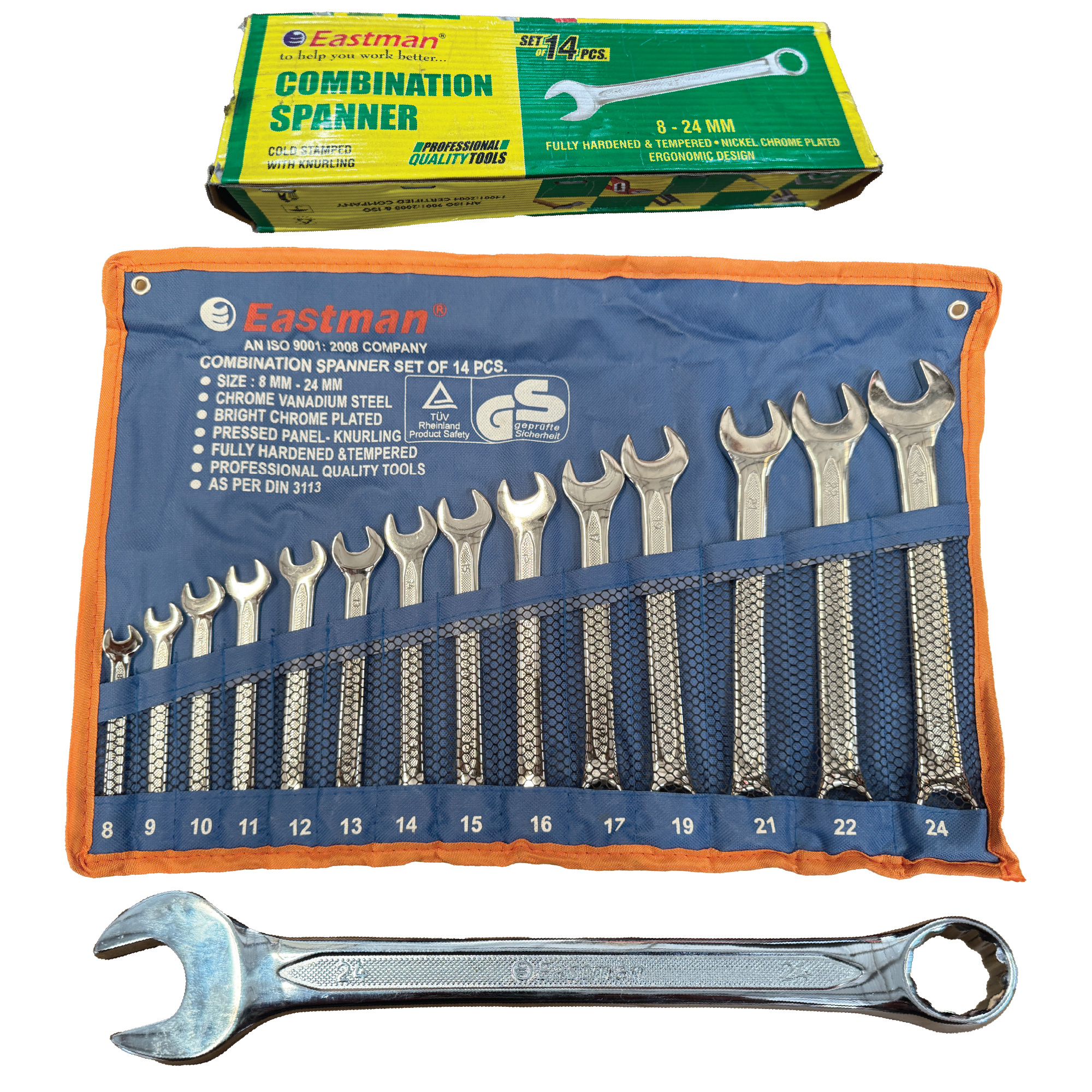 ชุดประแจแหวนข้าง-ปากตาย 14 ตัวชุด EASTMAN - BJ Machine Tools