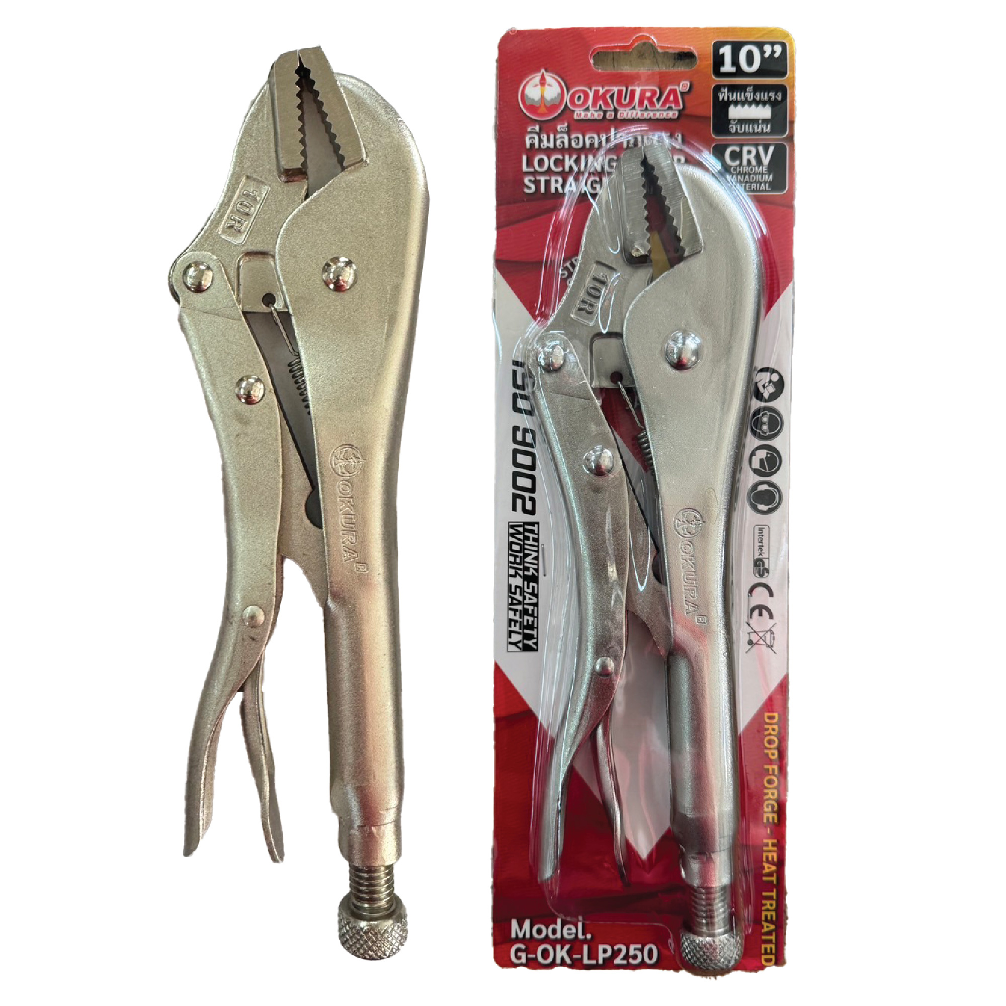 คีมล็อค 10" ปากตรง OKURA - BJ Machine Tools