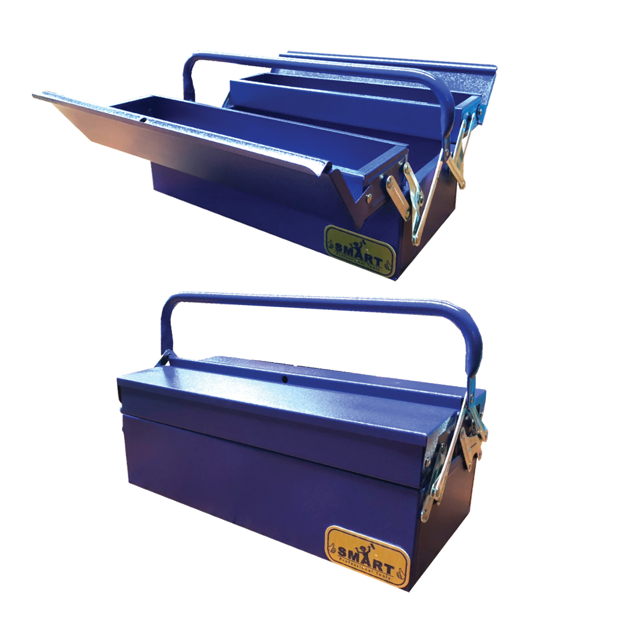 กล่องเครื่องมือ เหล็ก 16" - 2 ชั้น สีฟ้า - BJ Machine Tools