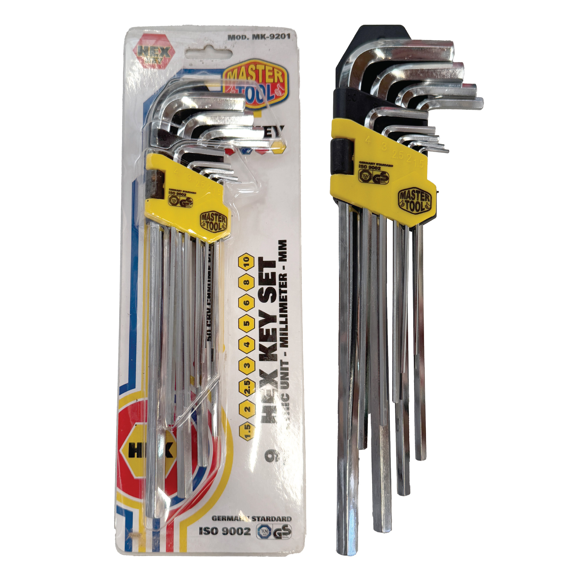 ประแจหกเหลี่ยม 9 ตัวชุด - หัวตัด มิล ยาวพิเศษ - BJ Machine Tools