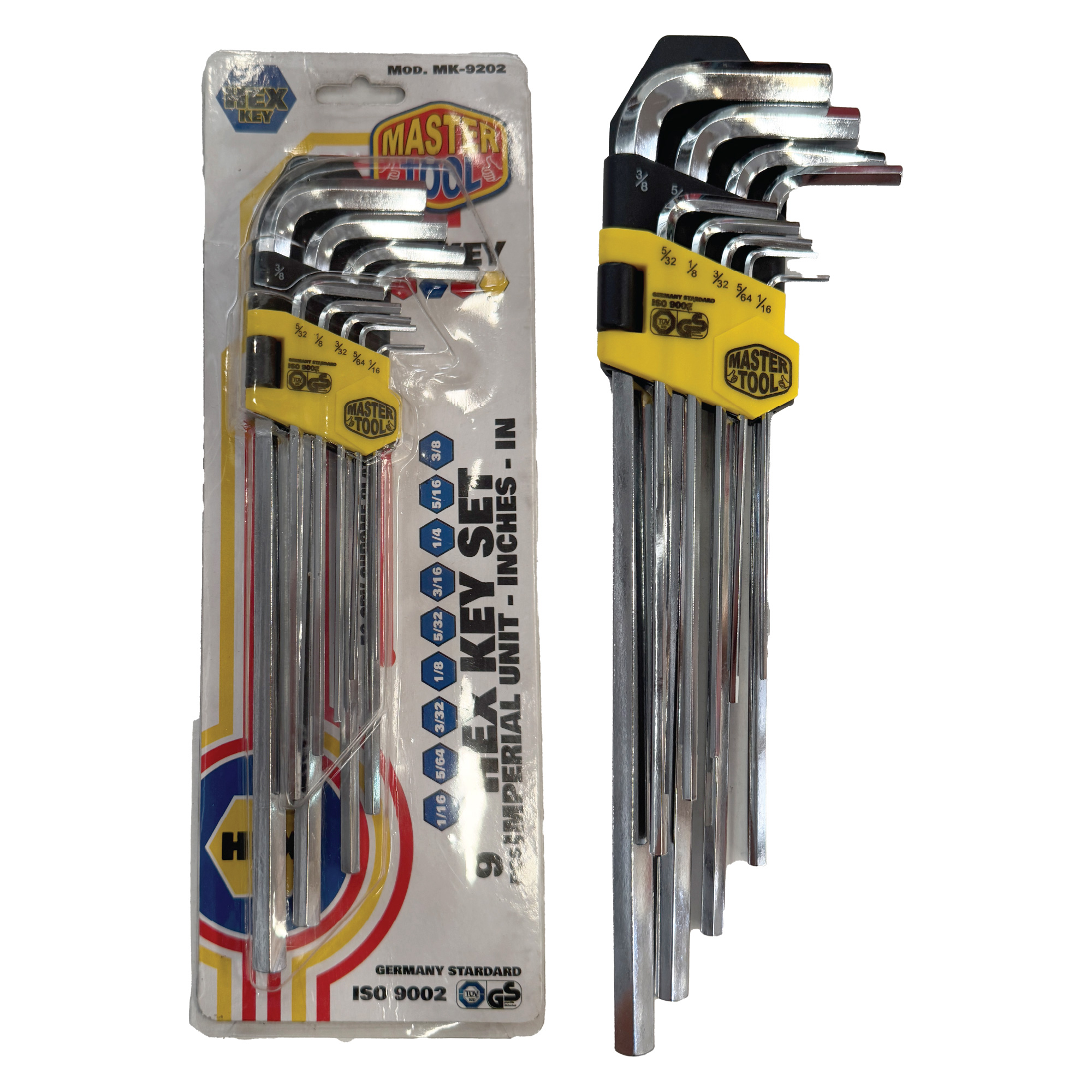 ประแจหกเหลี่ยม 9 ตัวชุด - หัวตัด หุน ยาวพิเศษ - BJ Machine Tools