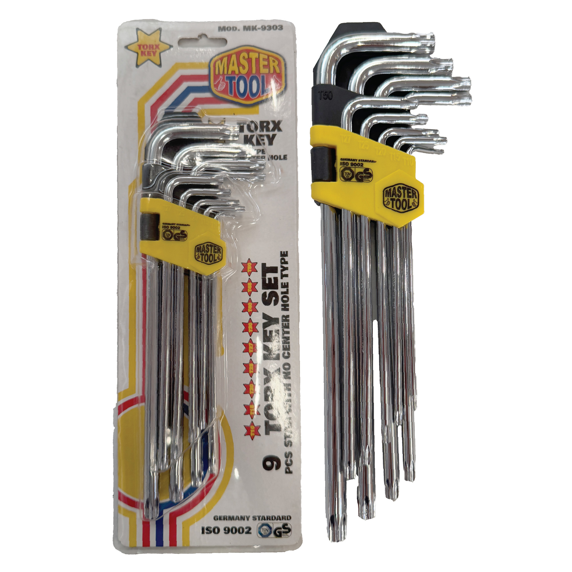 ประแจหกเหลี่ยม 9 ตัวชุด - หัวท็อค มีรู ยาวพิเศษ - BJ Machine Tools