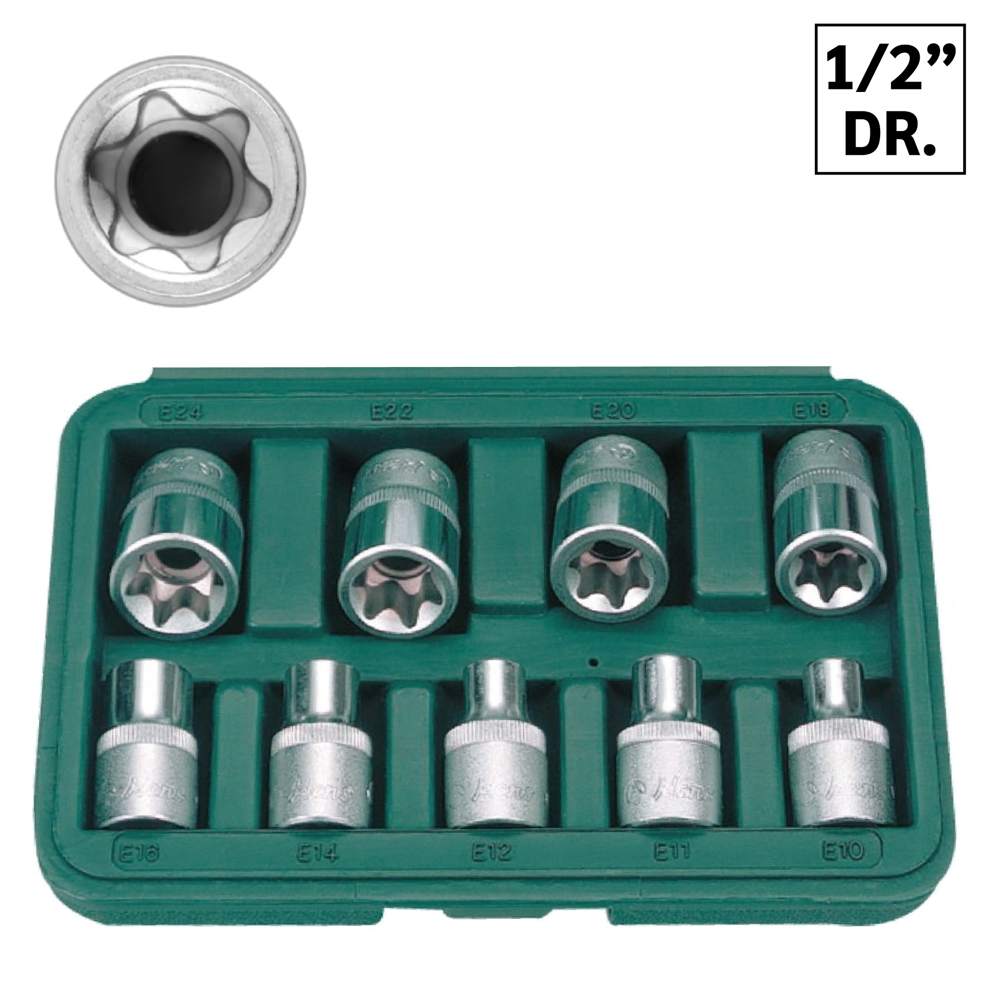 ชุดลูกบ๊อกซ์ดาว 1/2" สั่น E-STAR - 9 ตัวชุด - BJ Machine Tools