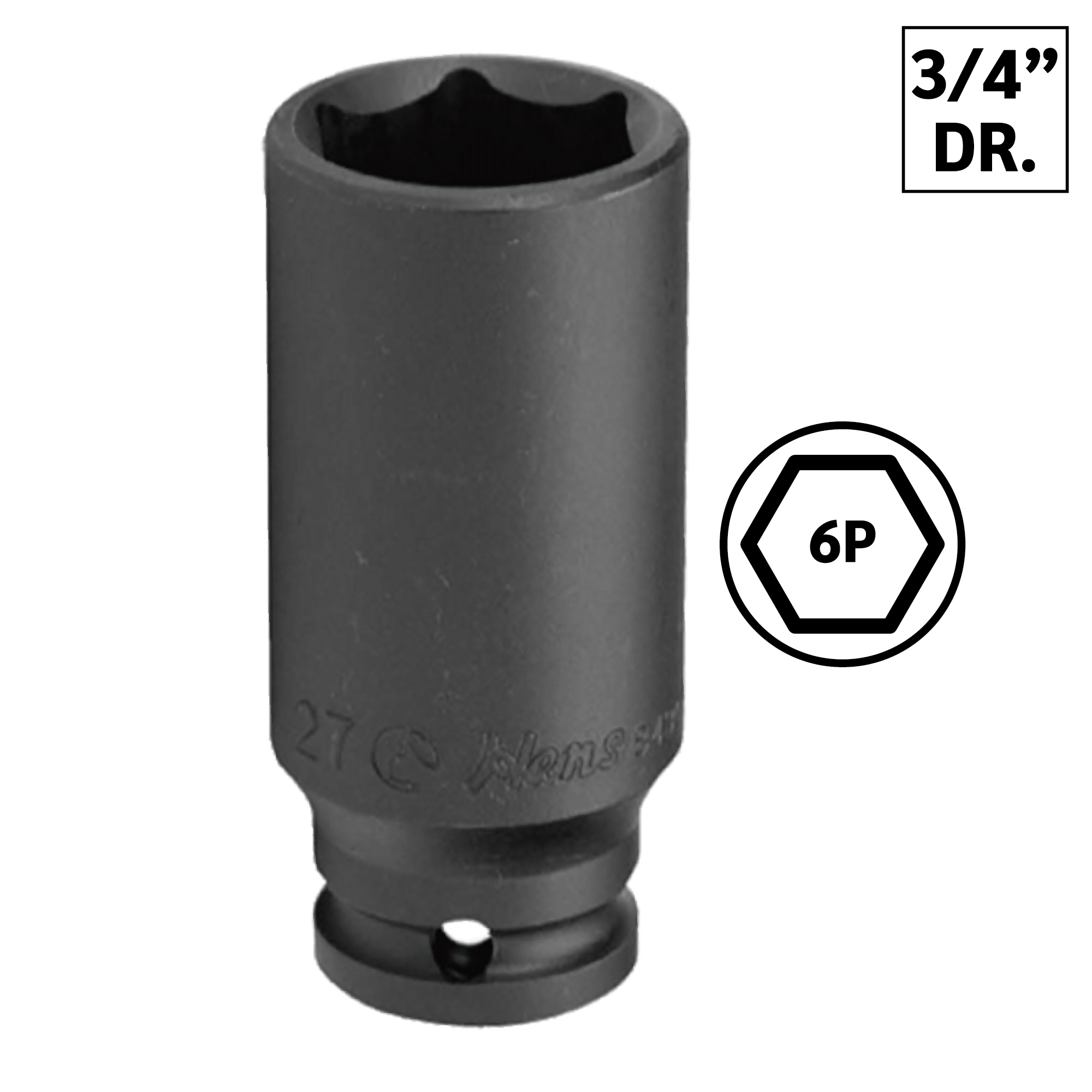 ลูกบ๊อกซ์ลม ยาว 3/4" หกเหลี่ยม 6P - BJ Machine Tools